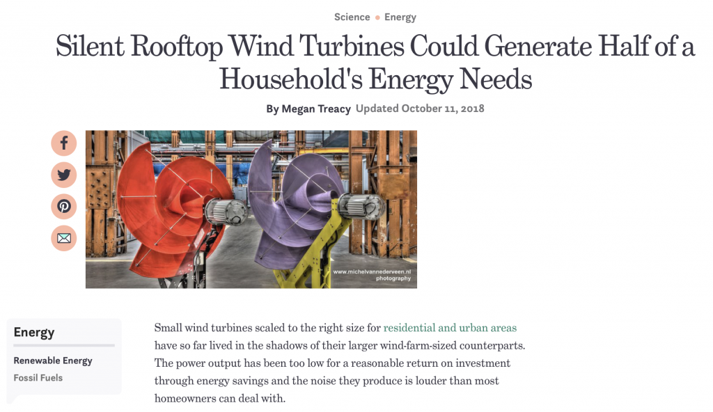 Silent, home rooftop wind turbines – Introduction to Environment ...