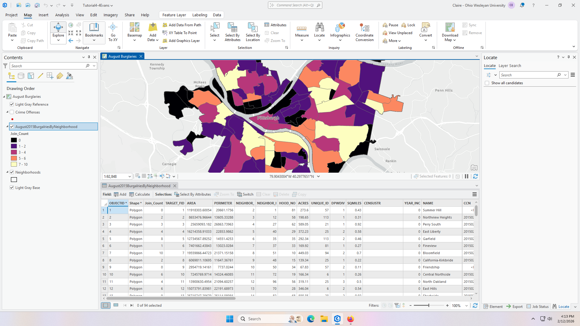 Evans Week 5 – Geography 291: Geospatial Analysis with Desktop GIS